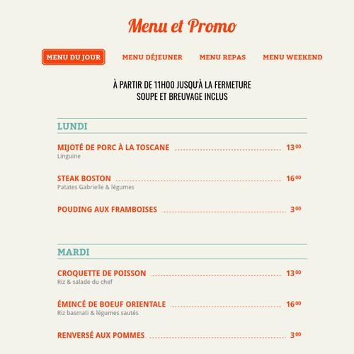 Resto Pub Délice (Le) menu in Québec, Quebec, Canada