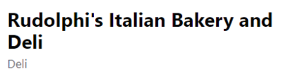 Menu for Rudolphi's Italian Bakery-Deli in Bridgeton, NJ | Sirved