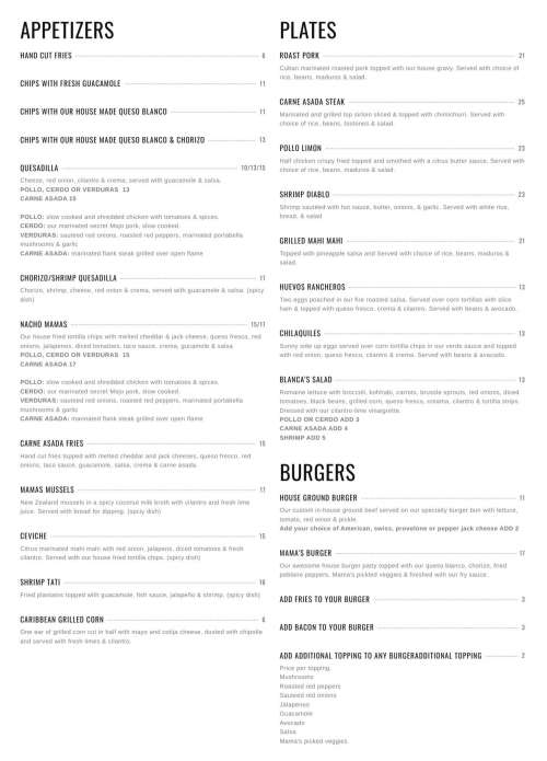 The Remington Bar menu in Whitefish, Montana, USA