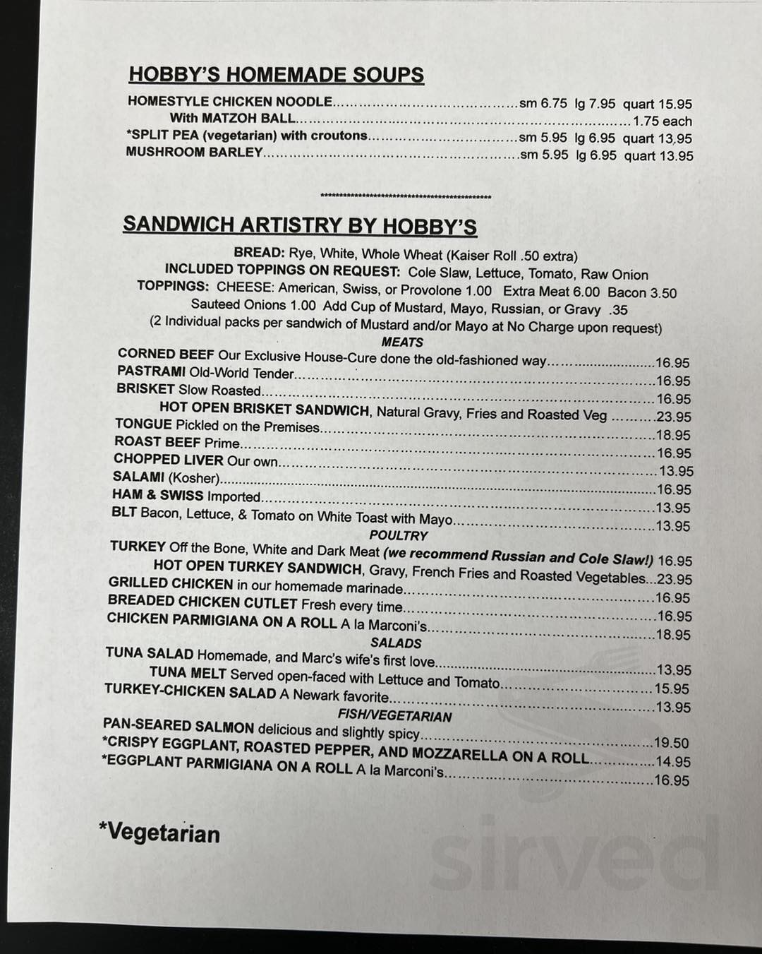 Halsey Deli menu in Newark, New Jersey, USA
