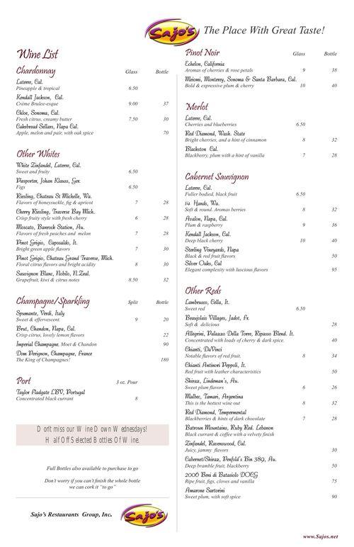 Sajos of Clinton menu in Clinton Twp, Michigan, USA