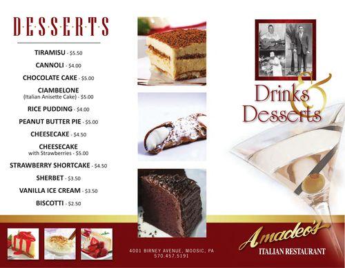 Amadeo's menu in Moosic, Pennsylvania, USA