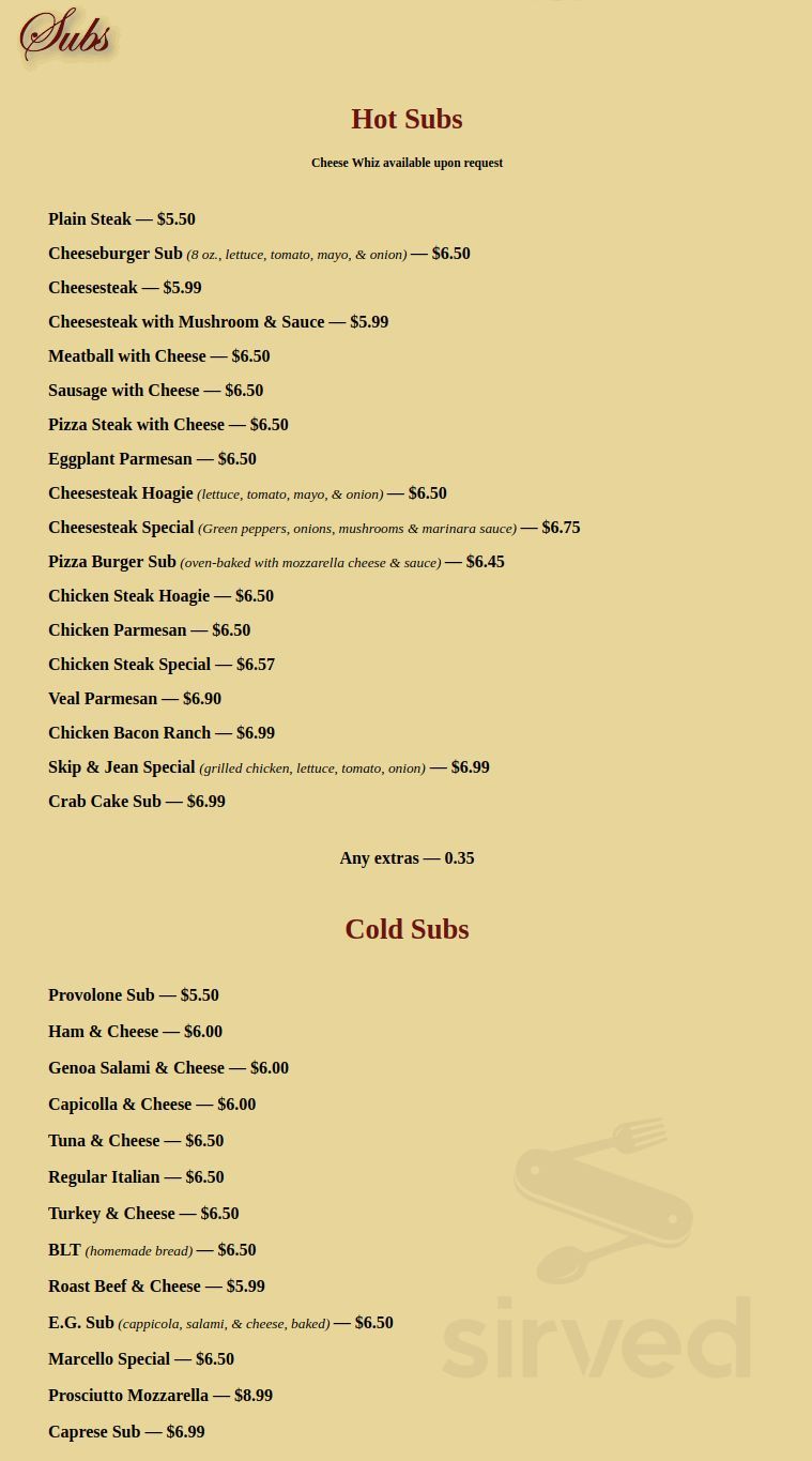 Marcello's Ristorante & Pizza menu in Carlisle, Pennsylvania, USA