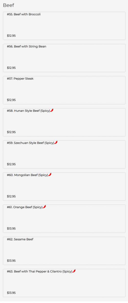 888 Chinese Restaurant menu in Houston, Texas, USA