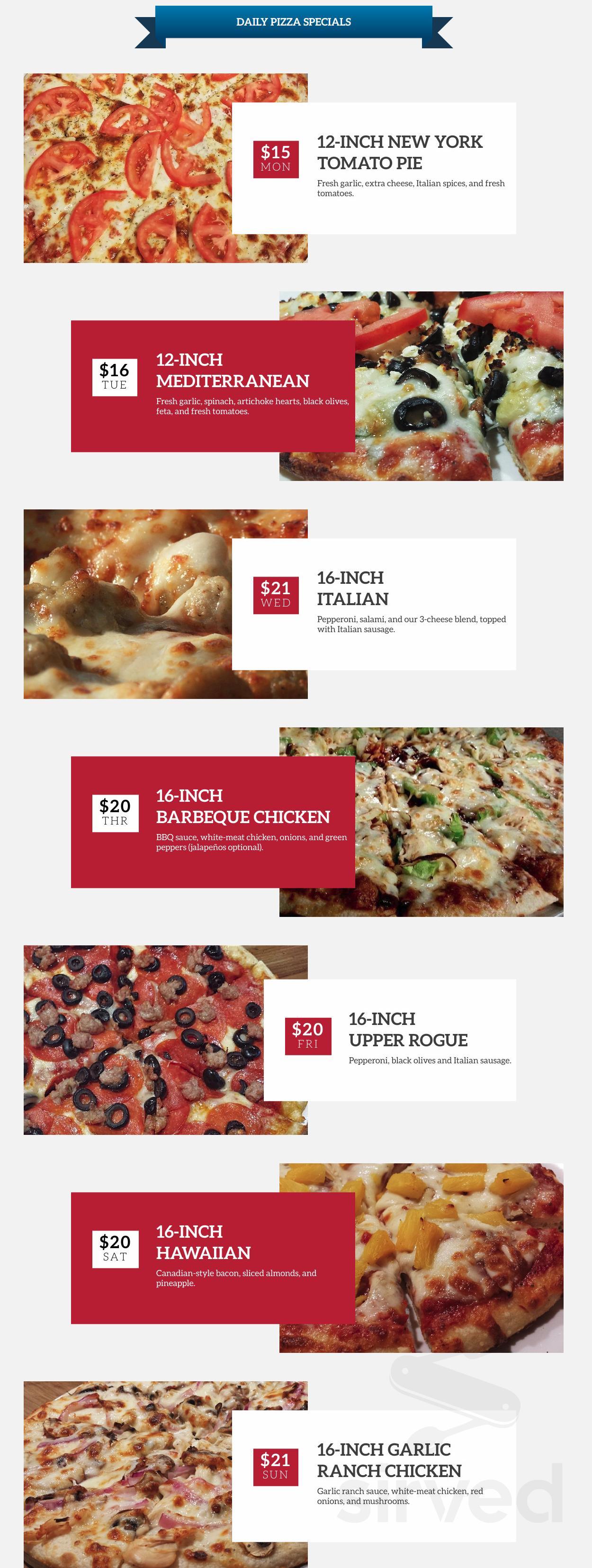 The Great American Pizza Company menu in Ashland, Oregon, USA