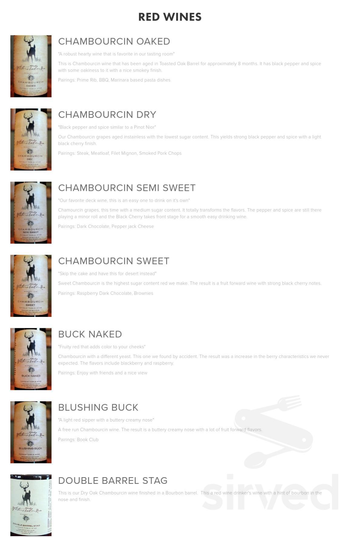 Menu - Edgerton KS's White Tail Run Winery & Vineyard | Sirved
