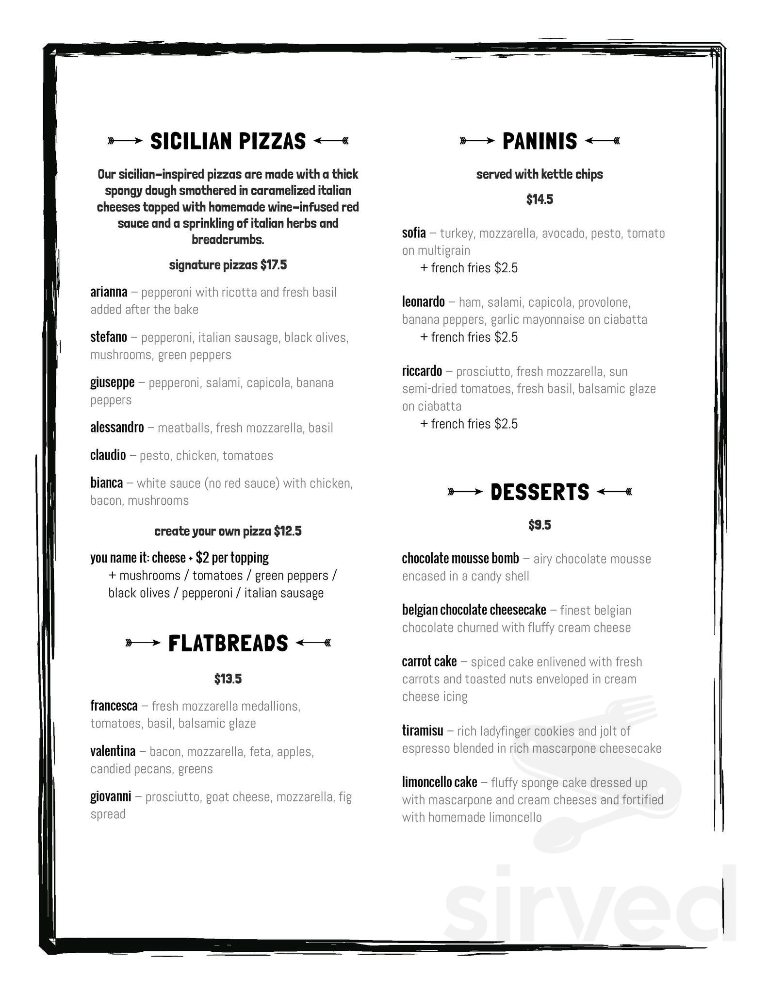 High & Low Winery + Bistro menu in Medina, Ohio, USA