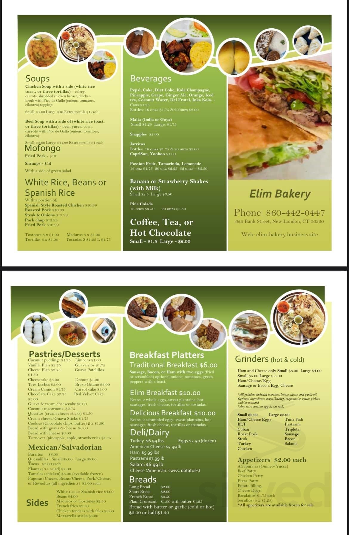 Elim Bakery menus in New London, Connecticut, United States