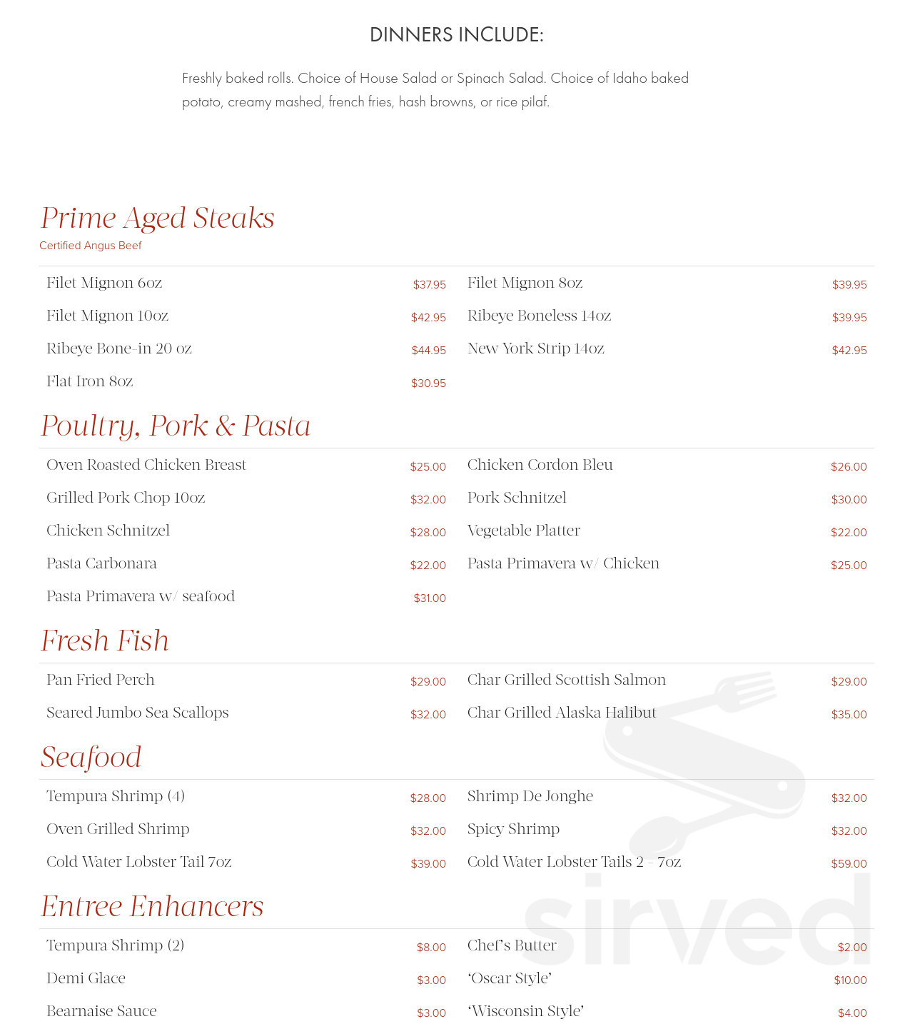 Menu - Wisconsin Dells WI's The Del-Bar | Sirved