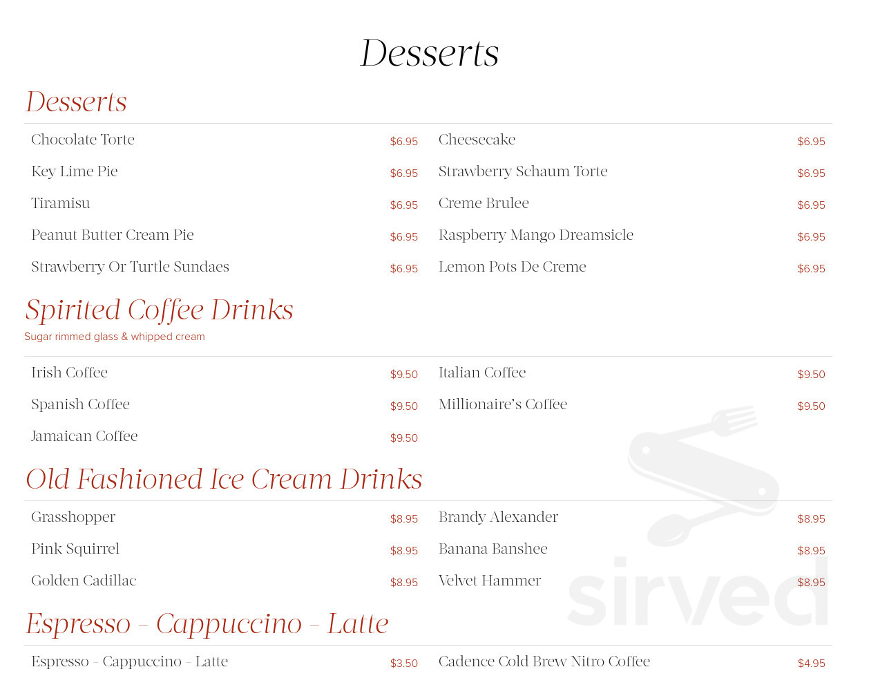 Menu - Wisconsin Dells WI's The Del-Bar | Sirved