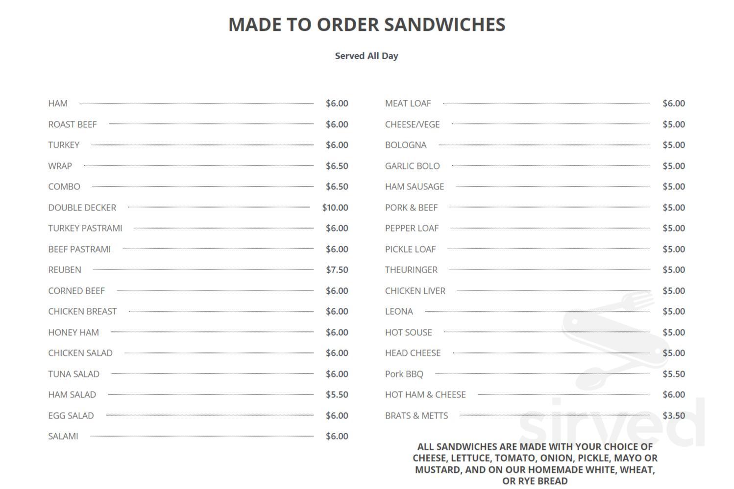 Deer Park Deli menu in Deer Park, Ohio, USA