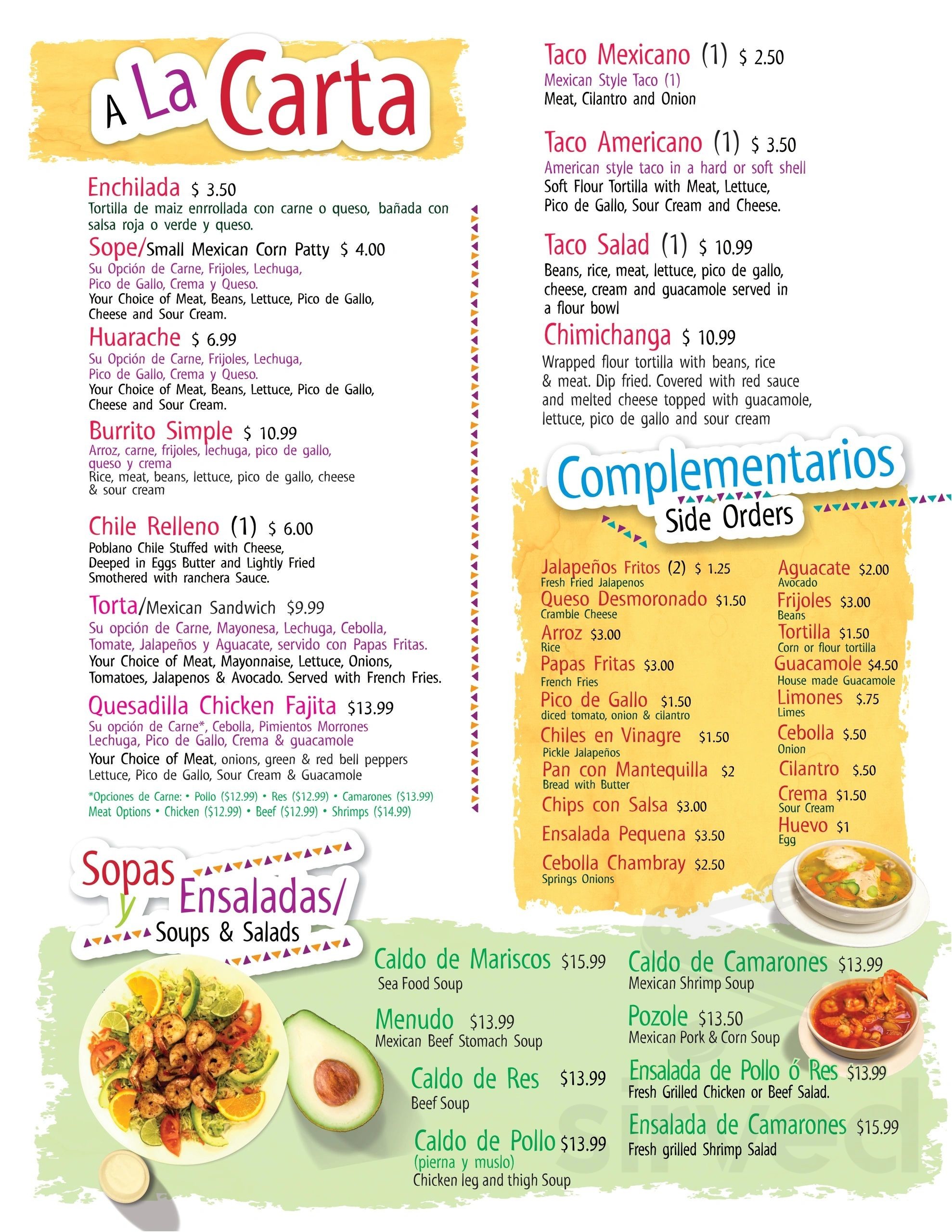 Chiles Mexican Restaurant menu in Tampa, Florida, USA