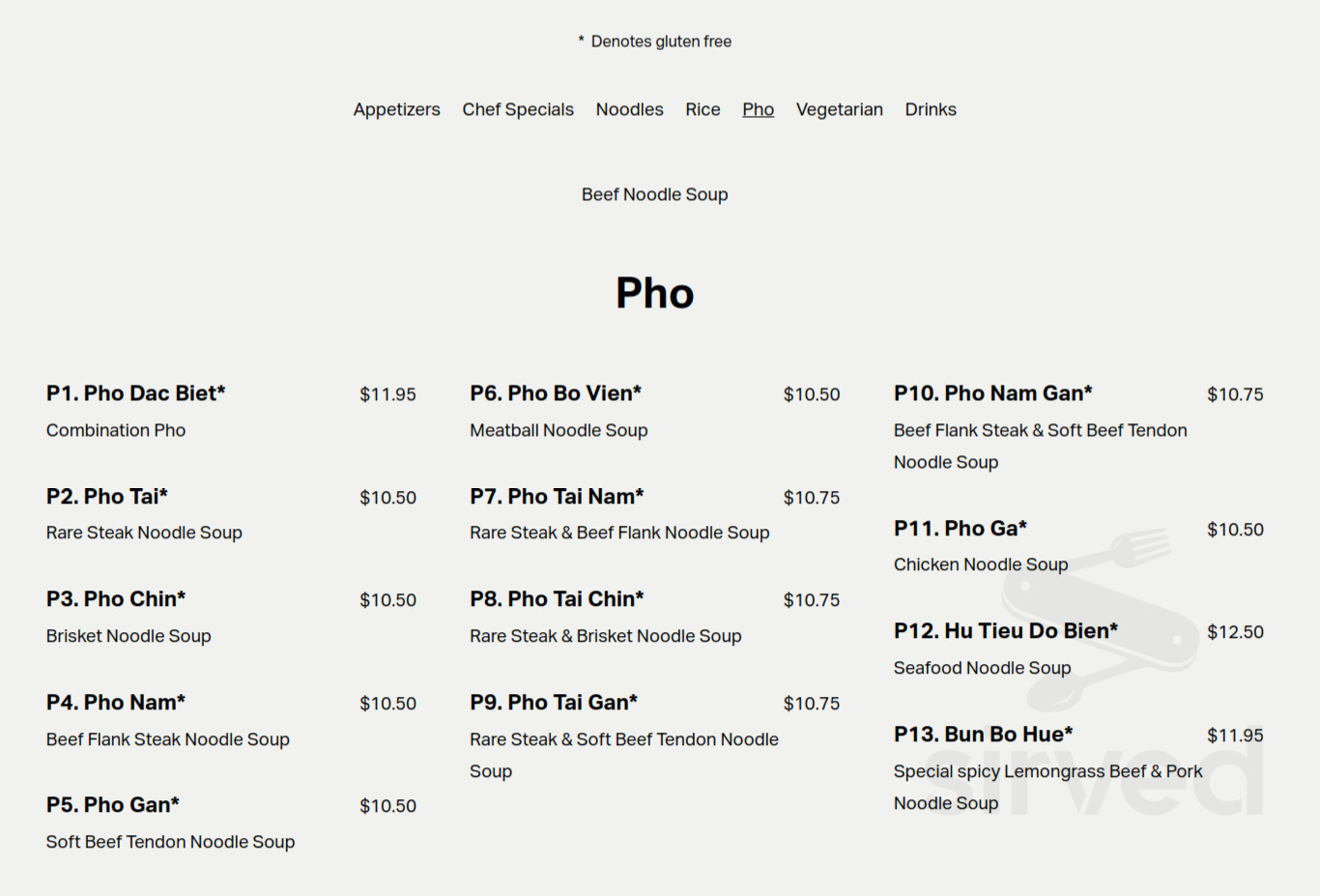 Thien- An Pho (House of Noodle) menu in Harrisonburg, Virginia, USA