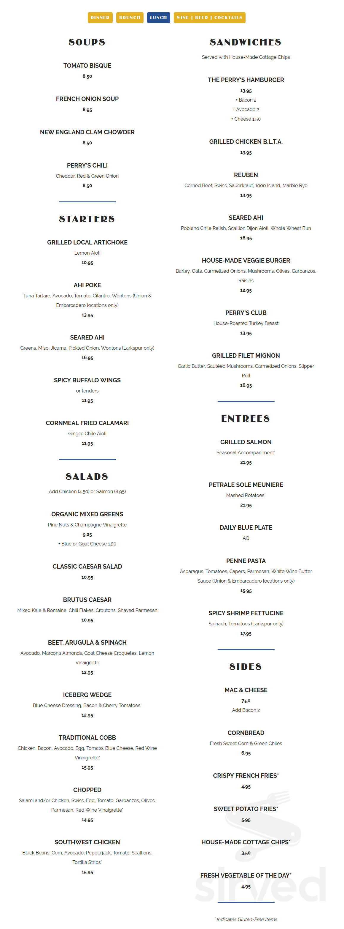 Perry's Novato menus in Novato, California, United States