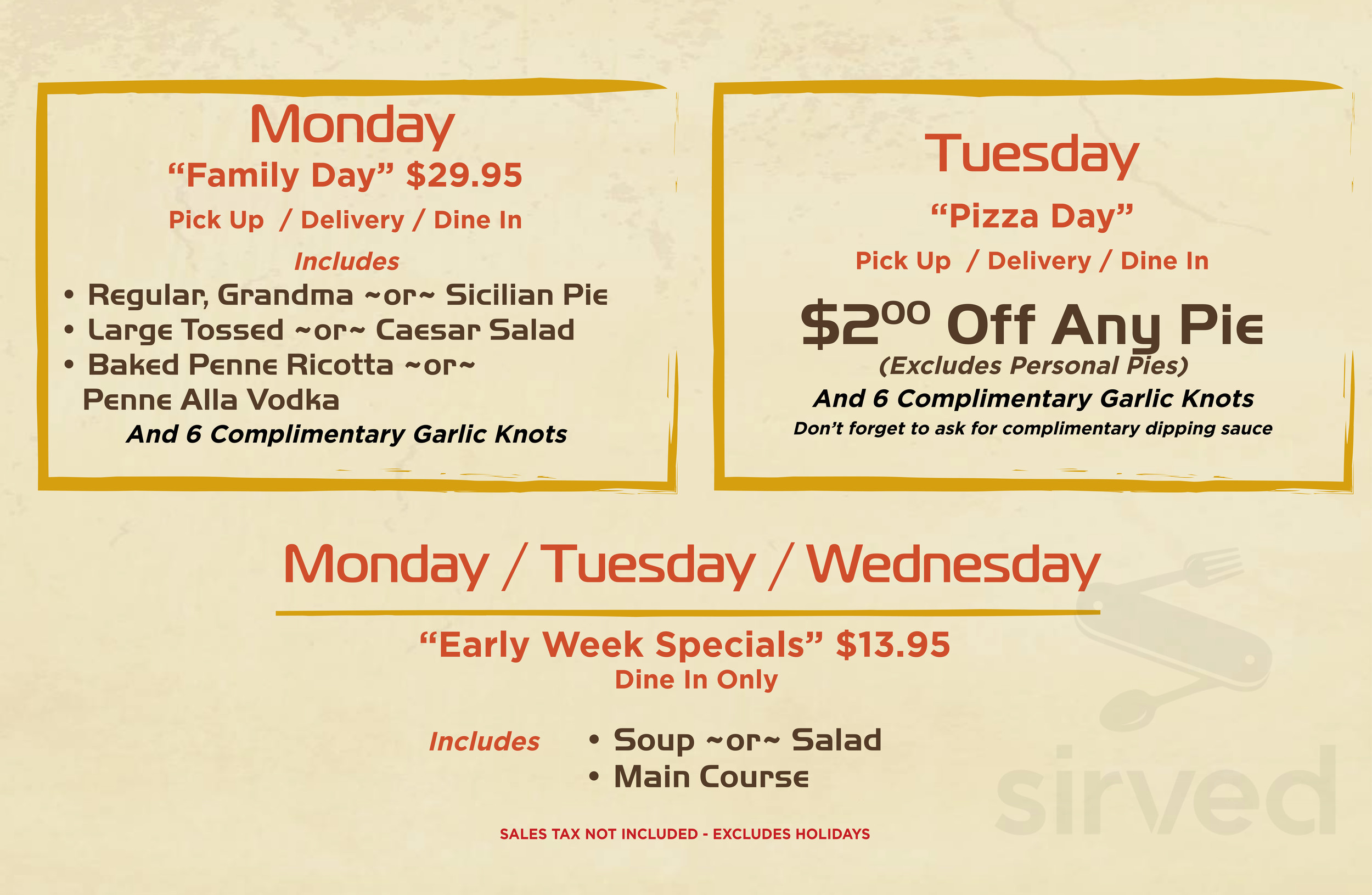 Calda Pizzeria & Restaurant menu in Massapequa, New York, USA