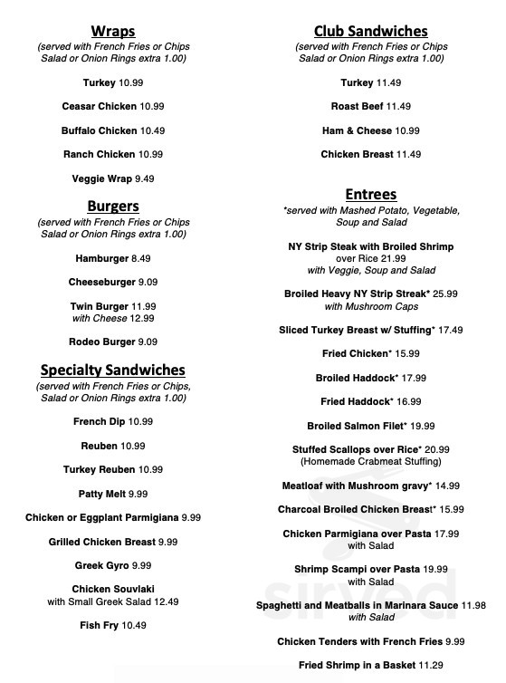 Halfmoon Diner menu in Clifton Park, New York, USA