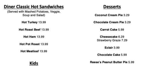 Menu for Halfmoon Diner in Clifton Park, NY | Sirved