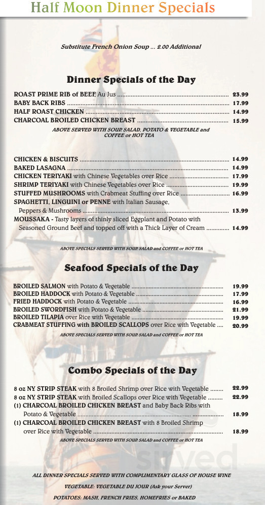 Halfmoon Diner menus in Clifton Park, New York, United States