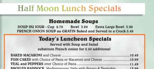 Menu for Halfmoon Diner in Clifton Park, NY | Sirved