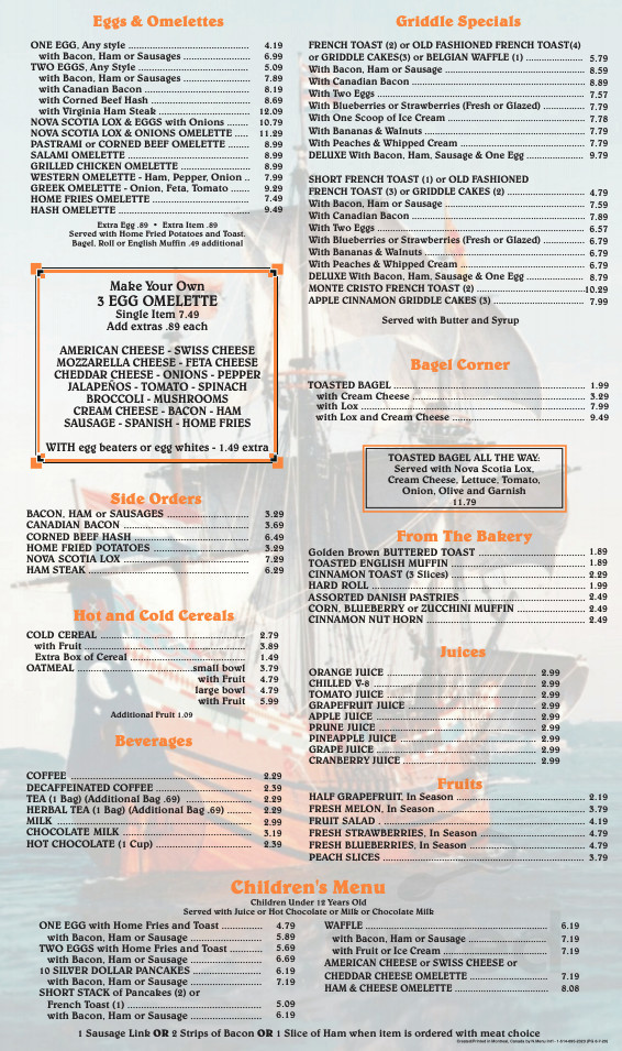 Halfmoon Diner menu in Clifton Park, New York, USA