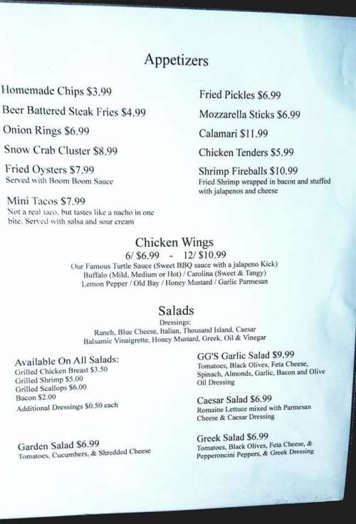 Lazy Turtle Bar & Grill menu in Oak Island, North Carolina, USA
