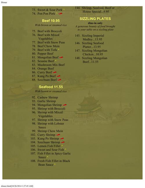 Royal Dragon Restaurant menu in Roy, Utah, USA