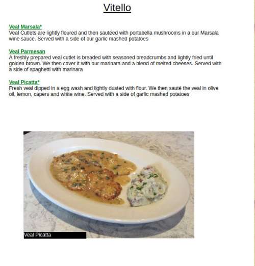 Abruzzi Italian Cucina menu in Irwin, Pennsylvania, USA