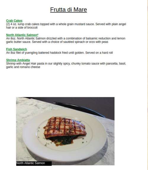 Abruzzi Italian Cucina menu in Irwin, Pennsylvania, USA