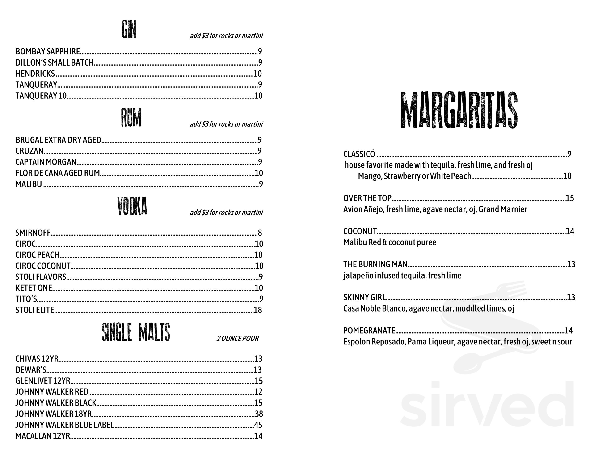 The Refuge menu in Melville, New York, USA