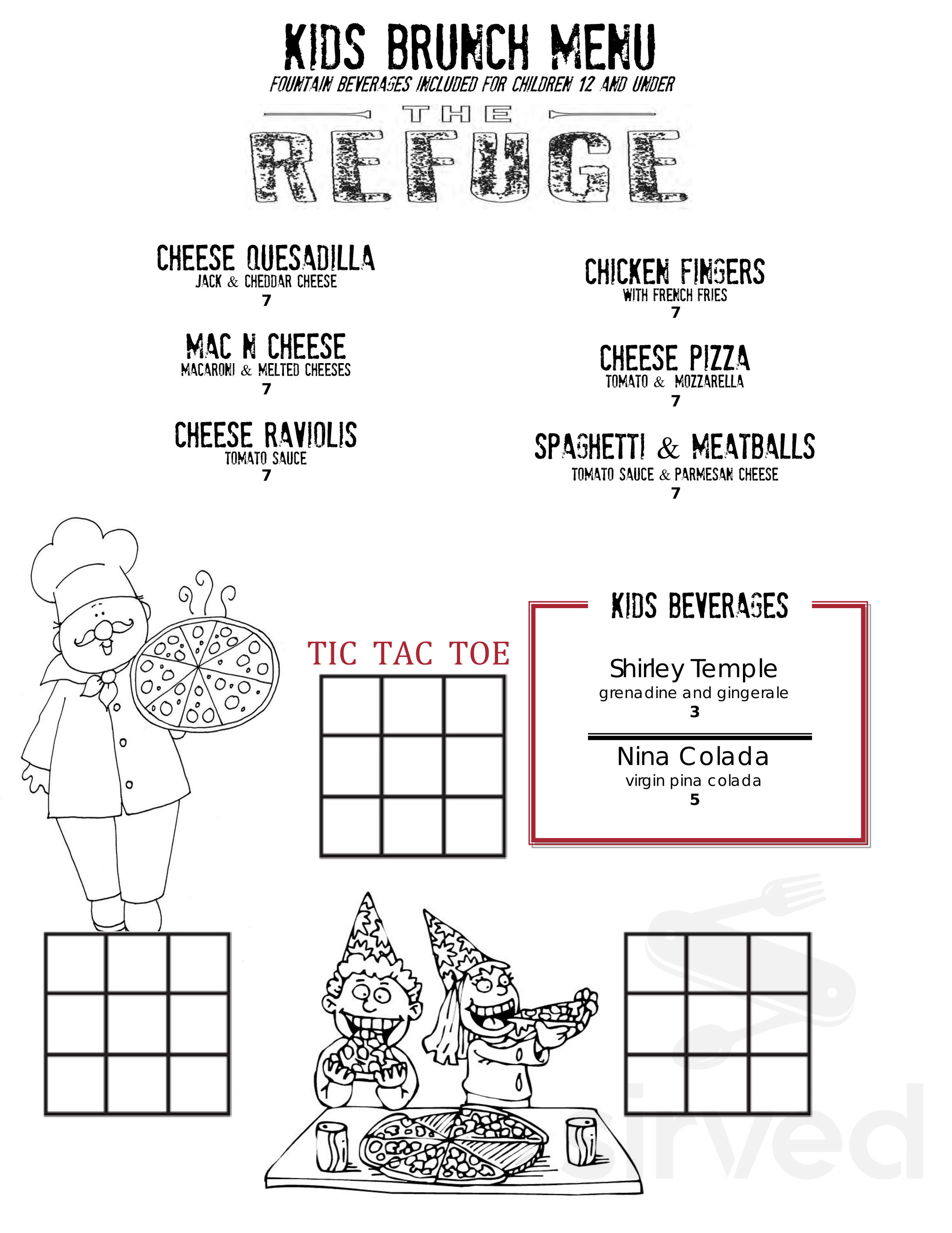 The Refuge menu in Melville, New York, USA