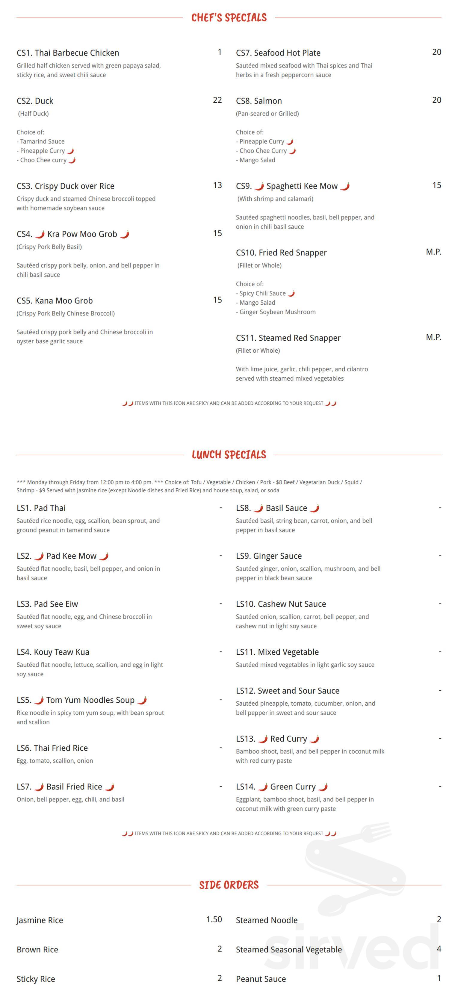 Tommy Thai - The New Authentic Thai Cuisine menu in Queens, New York, USA