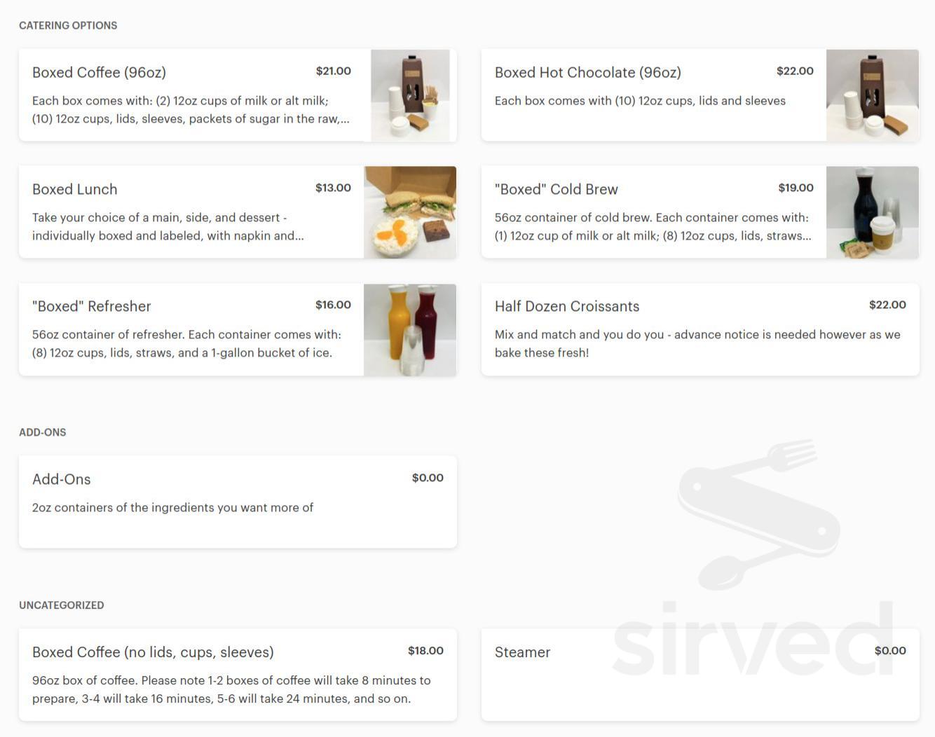 Foster Street Coffee menu in Durham, North Carolina, USA