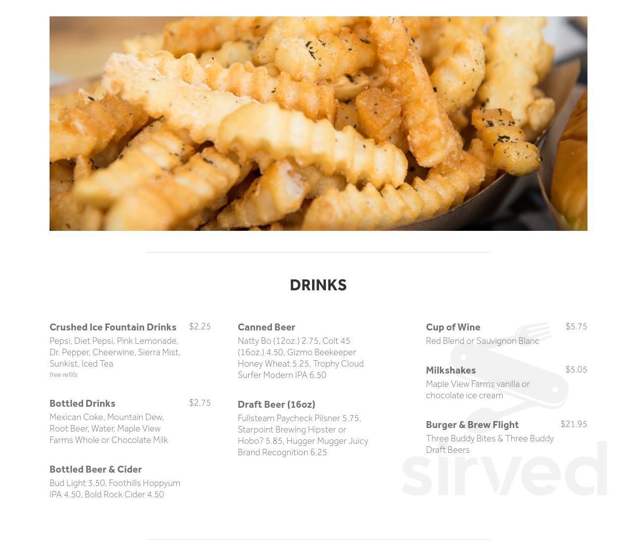 Al's Burger Shack menu in Chapel Hill, North Carolina, USA