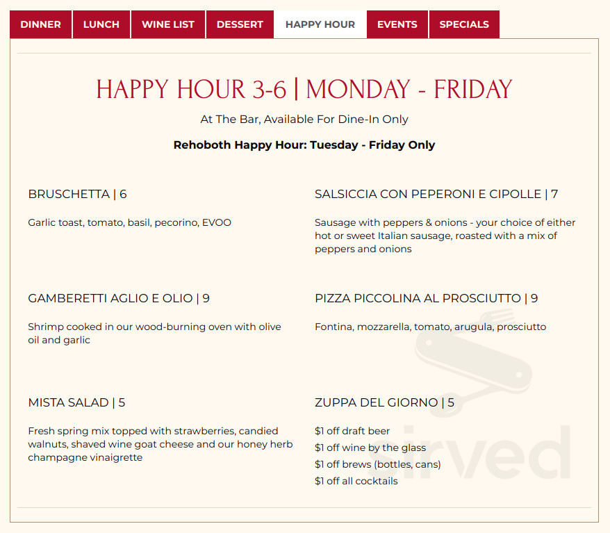 Touch of Italy Lewes DE menu in Lewes, Delaware, USA