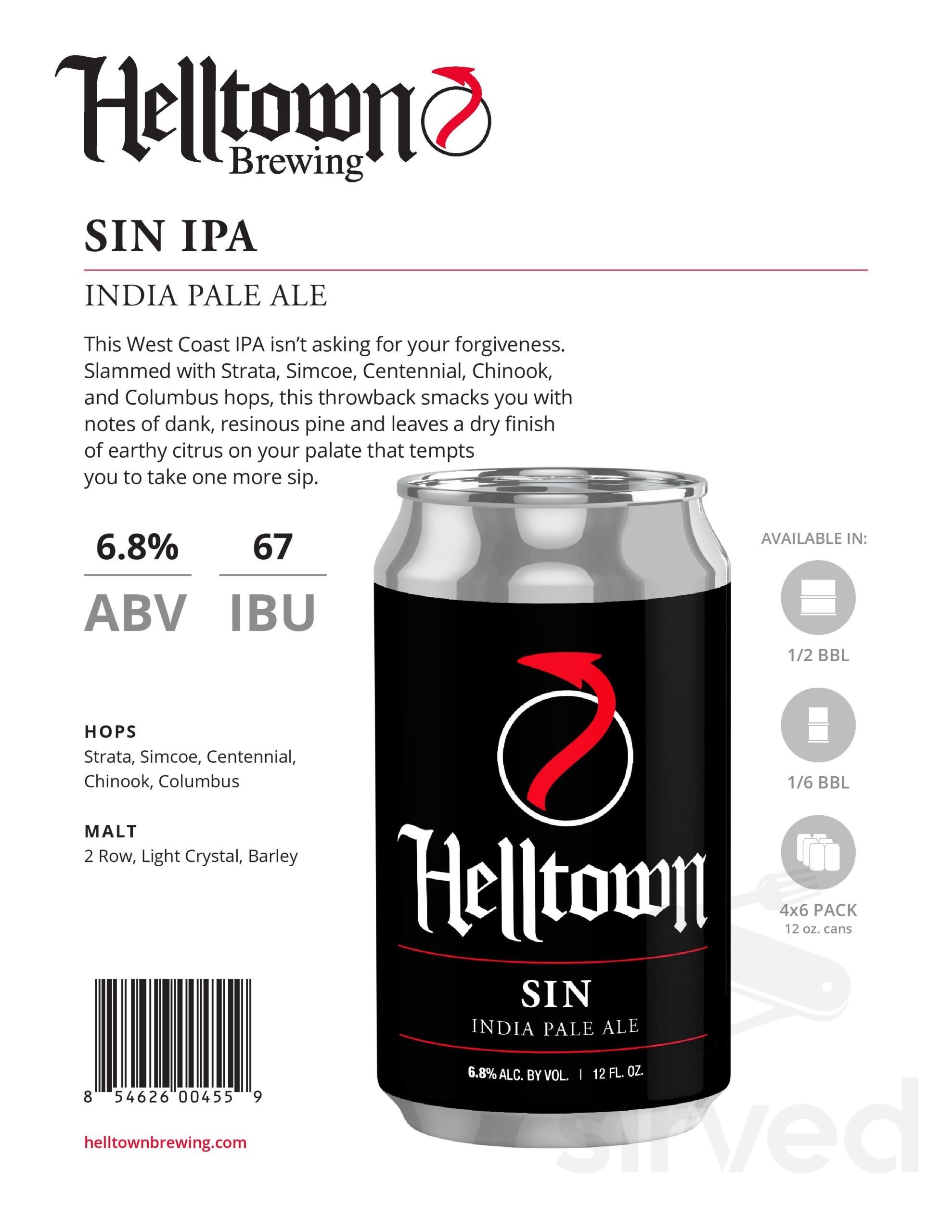 Helltown Brewing - Mt Pleasant Taproom menu in Mt Pleasant ...