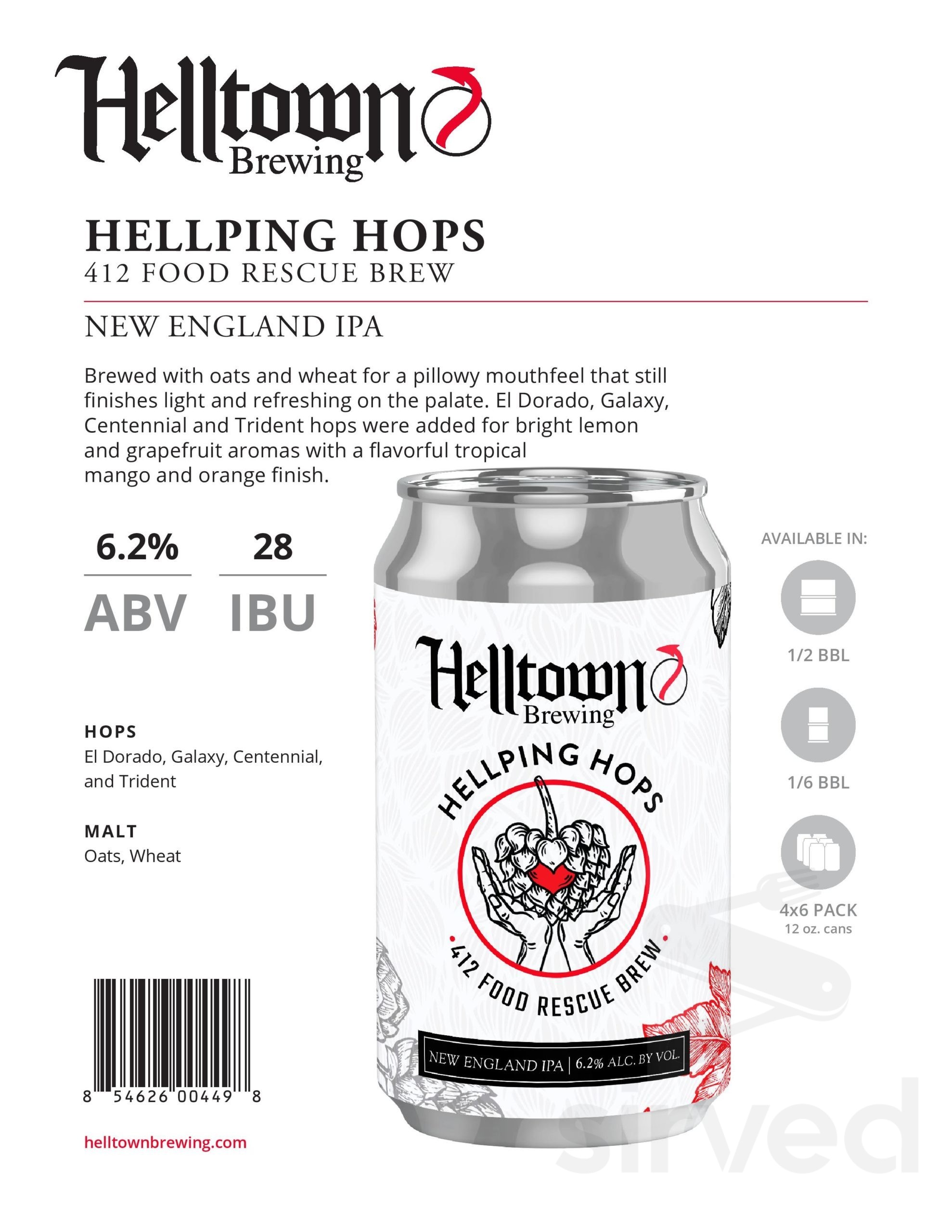 Helltown Brewing - Mt Pleasant Taproom menu in Mt Pleasant ...
