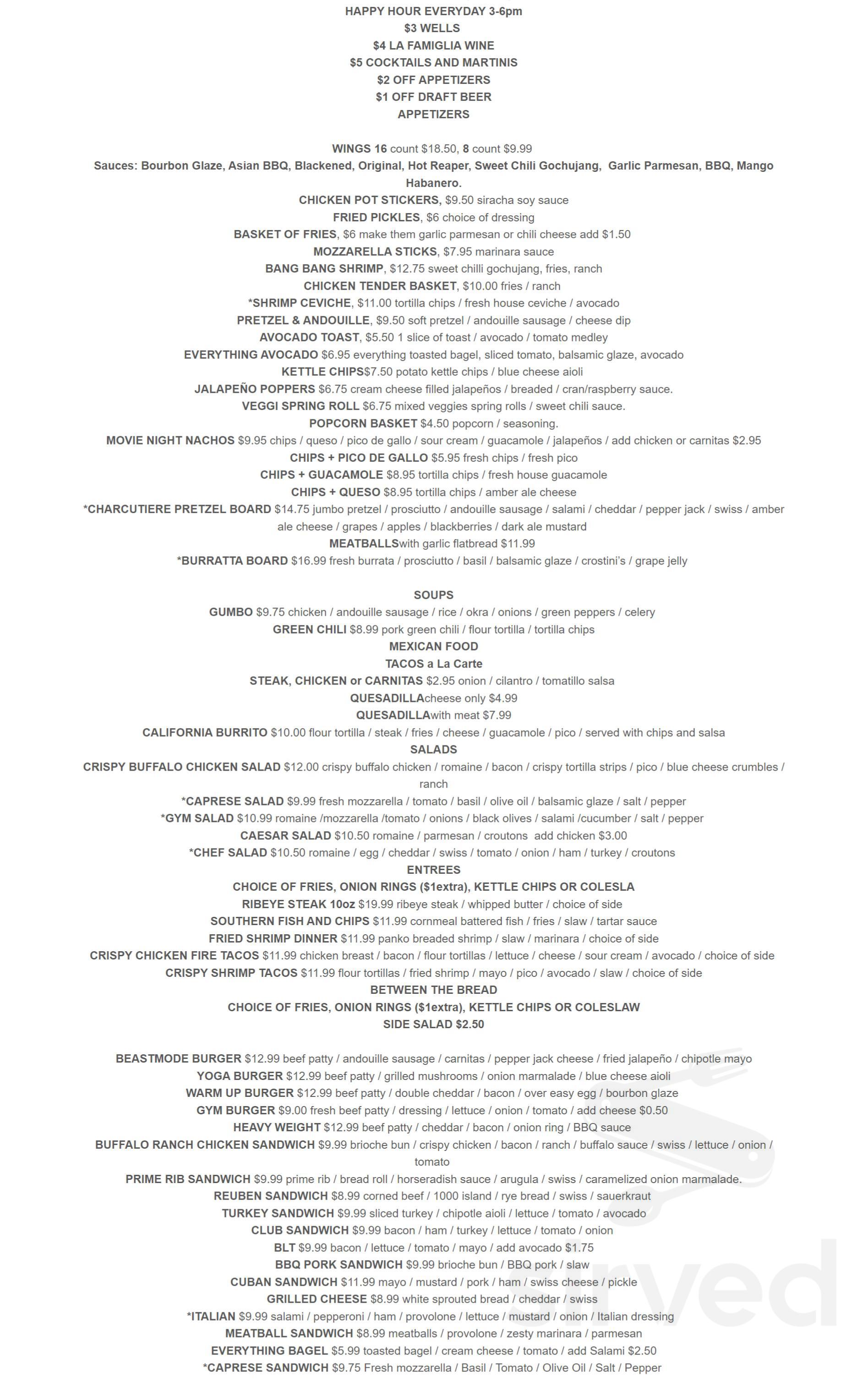 The Gym Co. menu in Parker, Colorado, USA