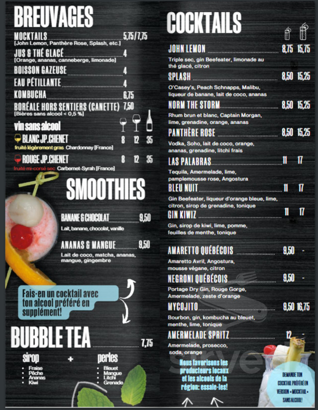 Menu for Randolph Pub Ludique DIX30 in Brossard, QC | Sirved