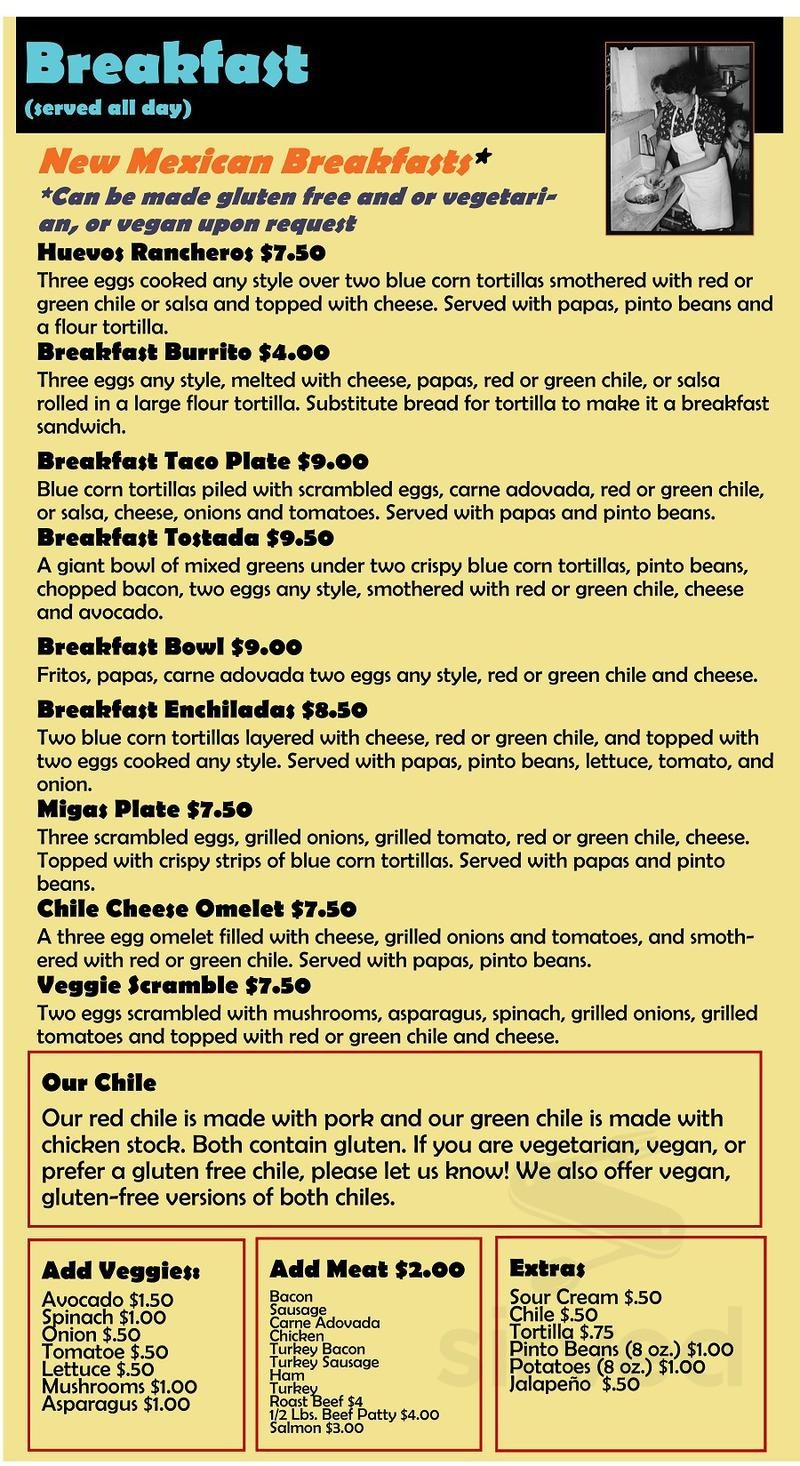 Tia Betty Blue's menus in Albuquerque, New Mexico, United States