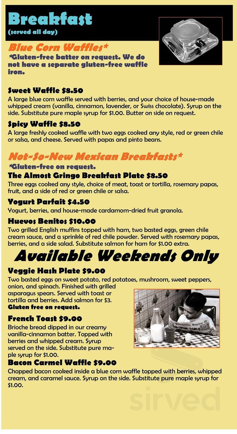 Tia Betty Blue's menus in Albuquerque, New Mexico, United States