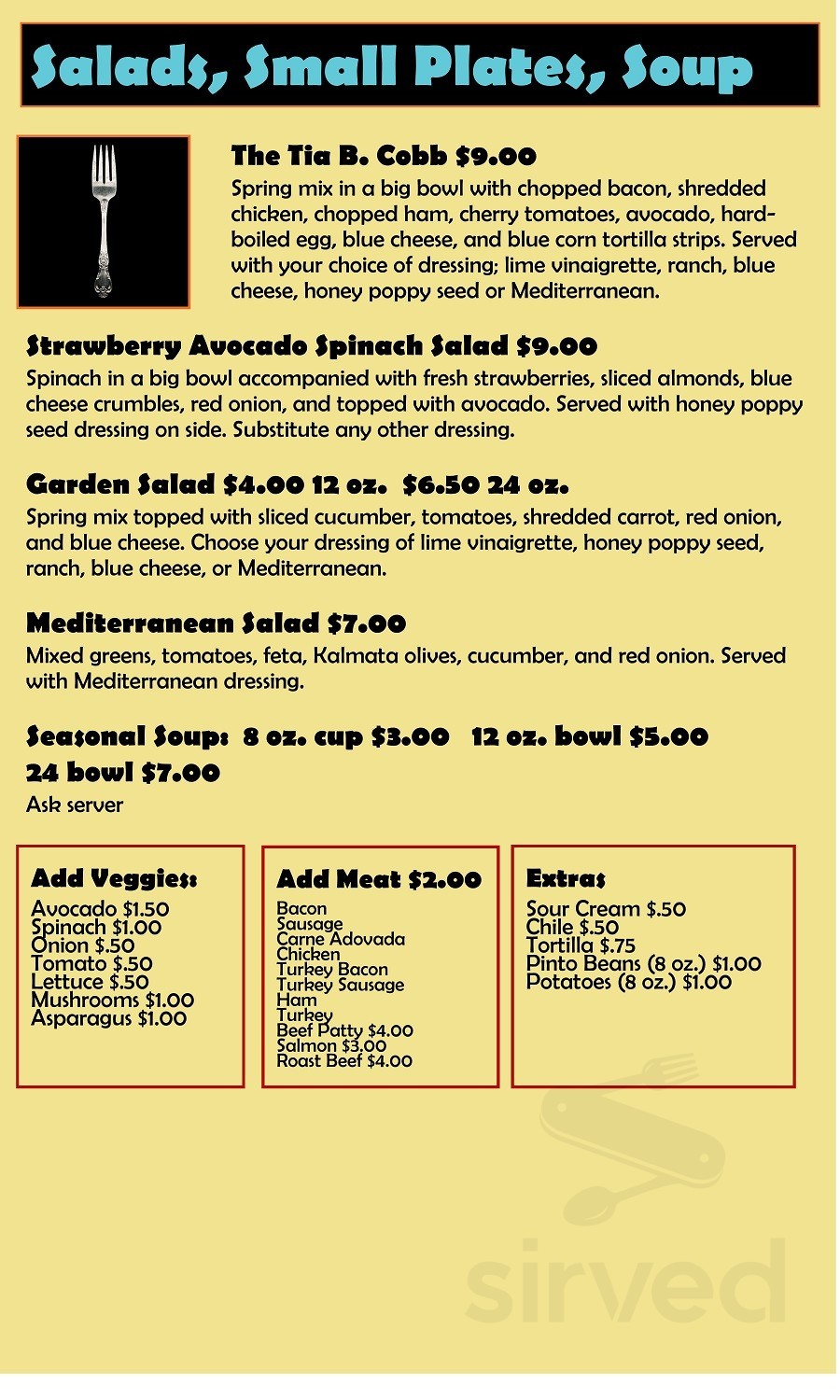 Tia Betty Blue's menus in Albuquerque, New Mexico, United States