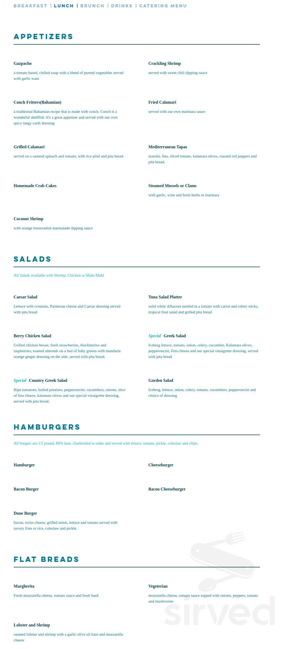 Menu - Lantana FL's Dune Deck Café | Sirved