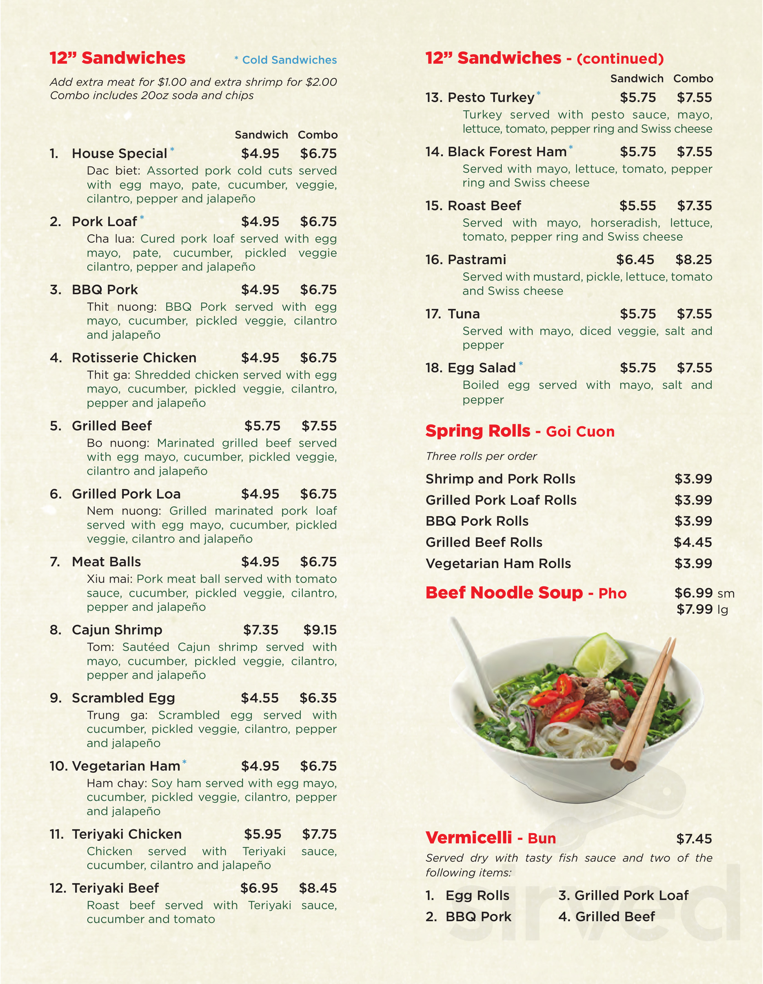 Baguette Deli menus in Boise, Idaho, United States