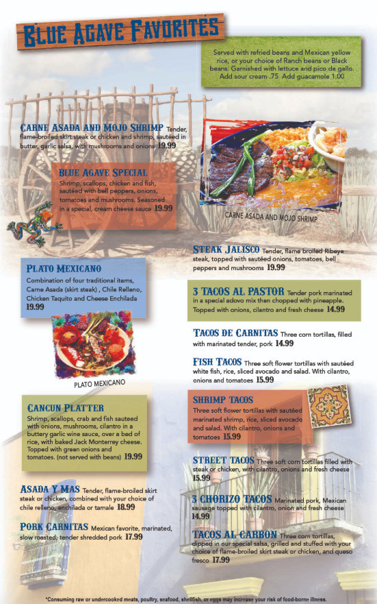 Blue Agave menu in Parkland, Florida, USA