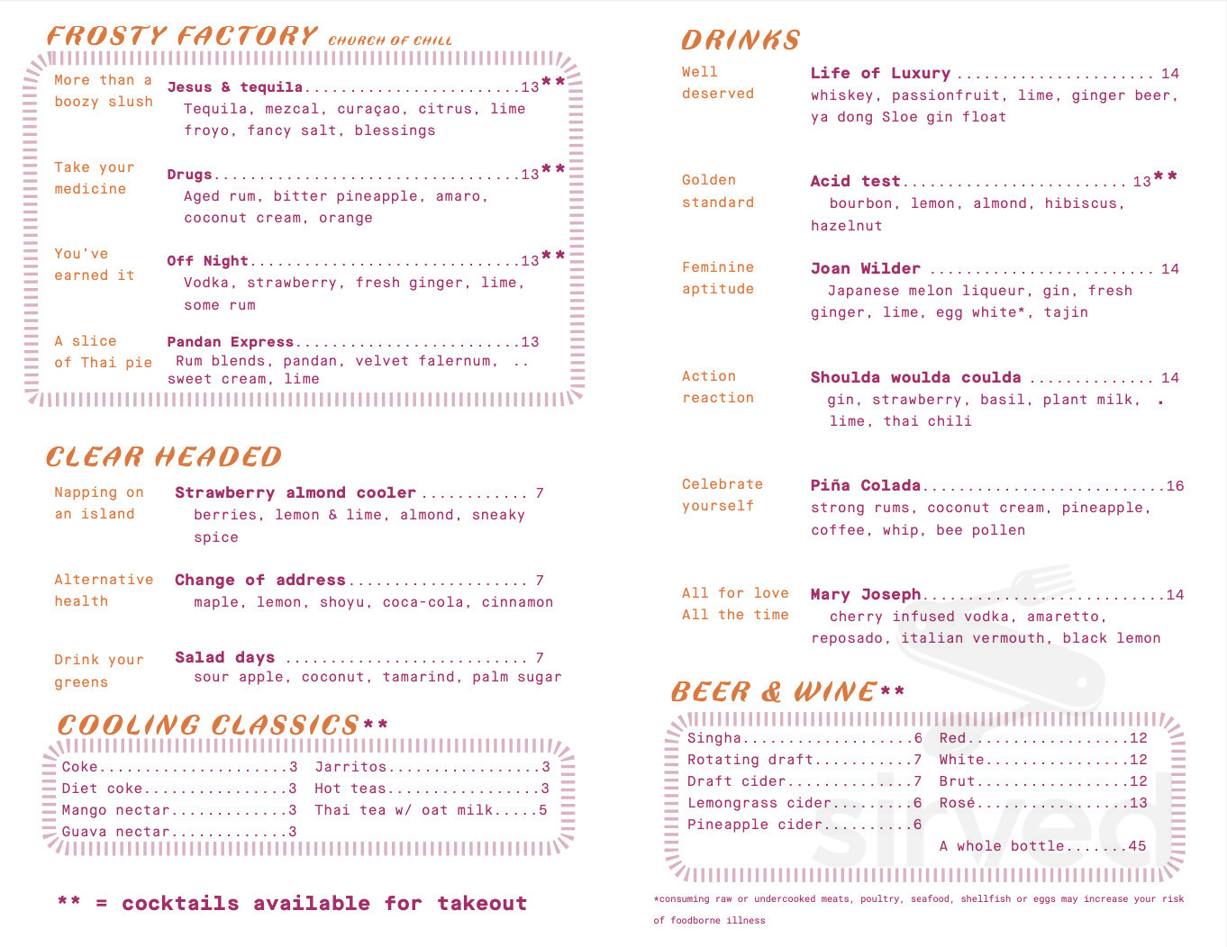Menu for Eem - Thai BBQ & Cocktails in Portland, OR | Sirved