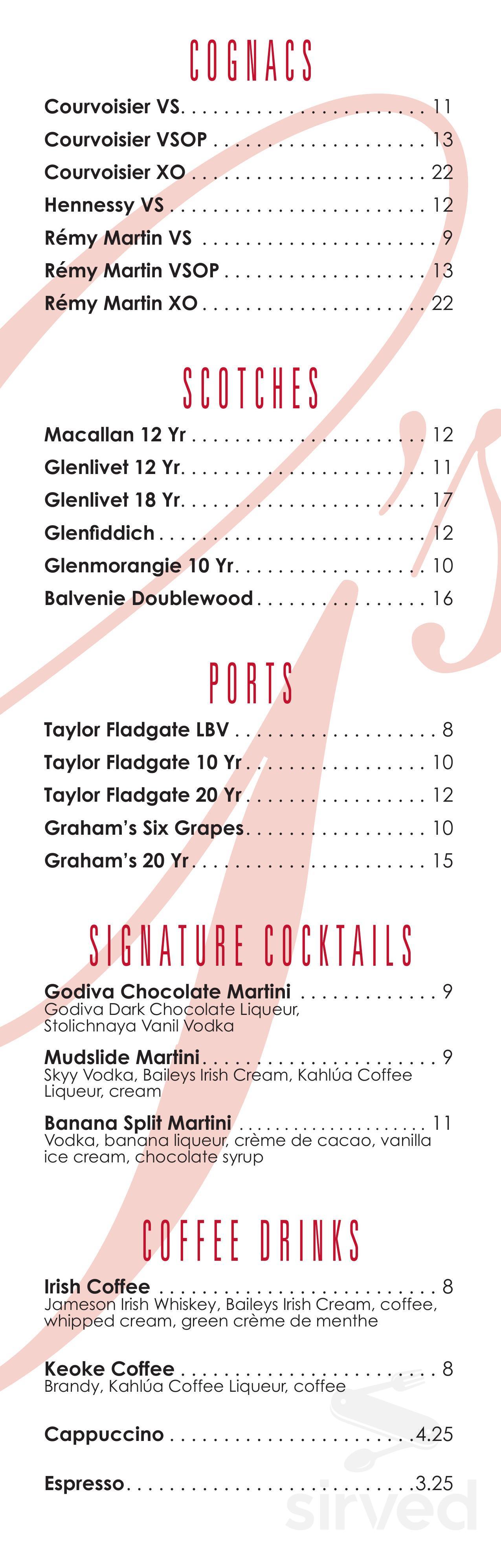 Willie G's Seafood & Steaks menu in Galveston, Texas, USA