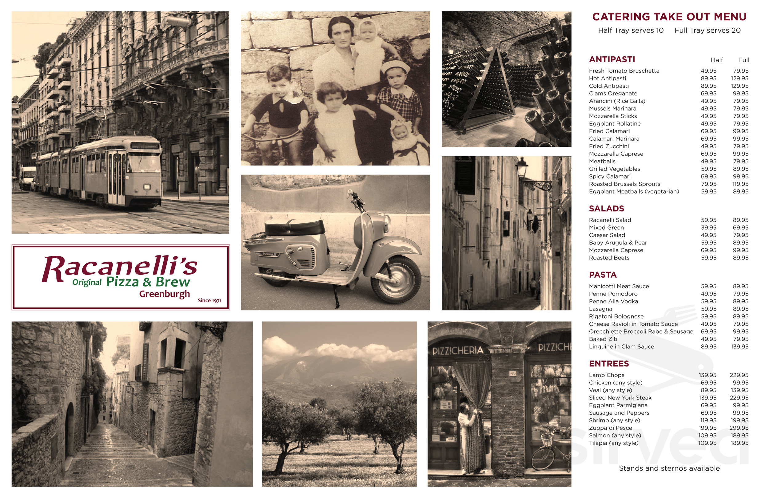 Racanelli's Original Pizza & Brew menu in White Plains, New York, USA