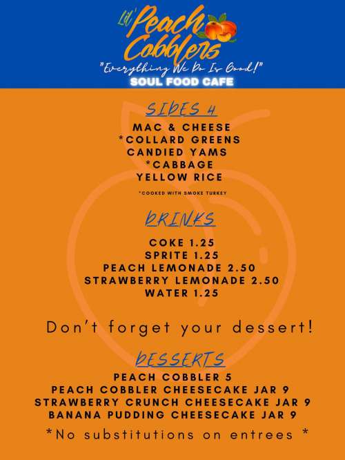 Lil Peach Cobblers Soul Food Cafe menu in Morrow, Georgia, USA
