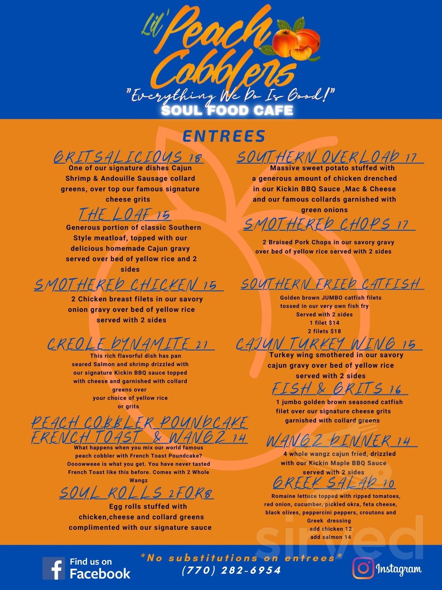 Lil Peach Cobblers Soul Food Cafe menu in Morrow, Georgia, USA