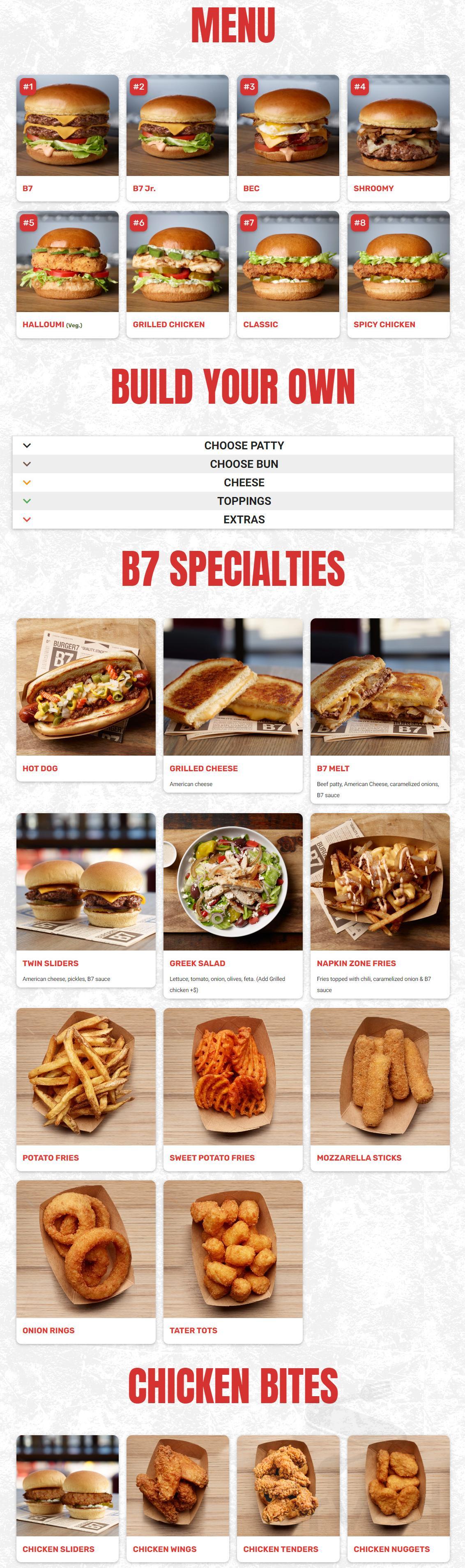 Burger 7 menu in Alexandria, Virginia, USA